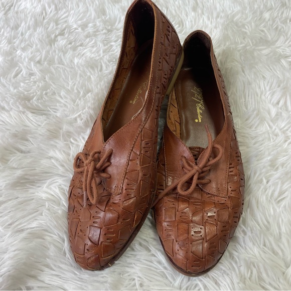 2727 Collection | Shoes | 2727 Collection Woven Brown Leather Lace Up ...